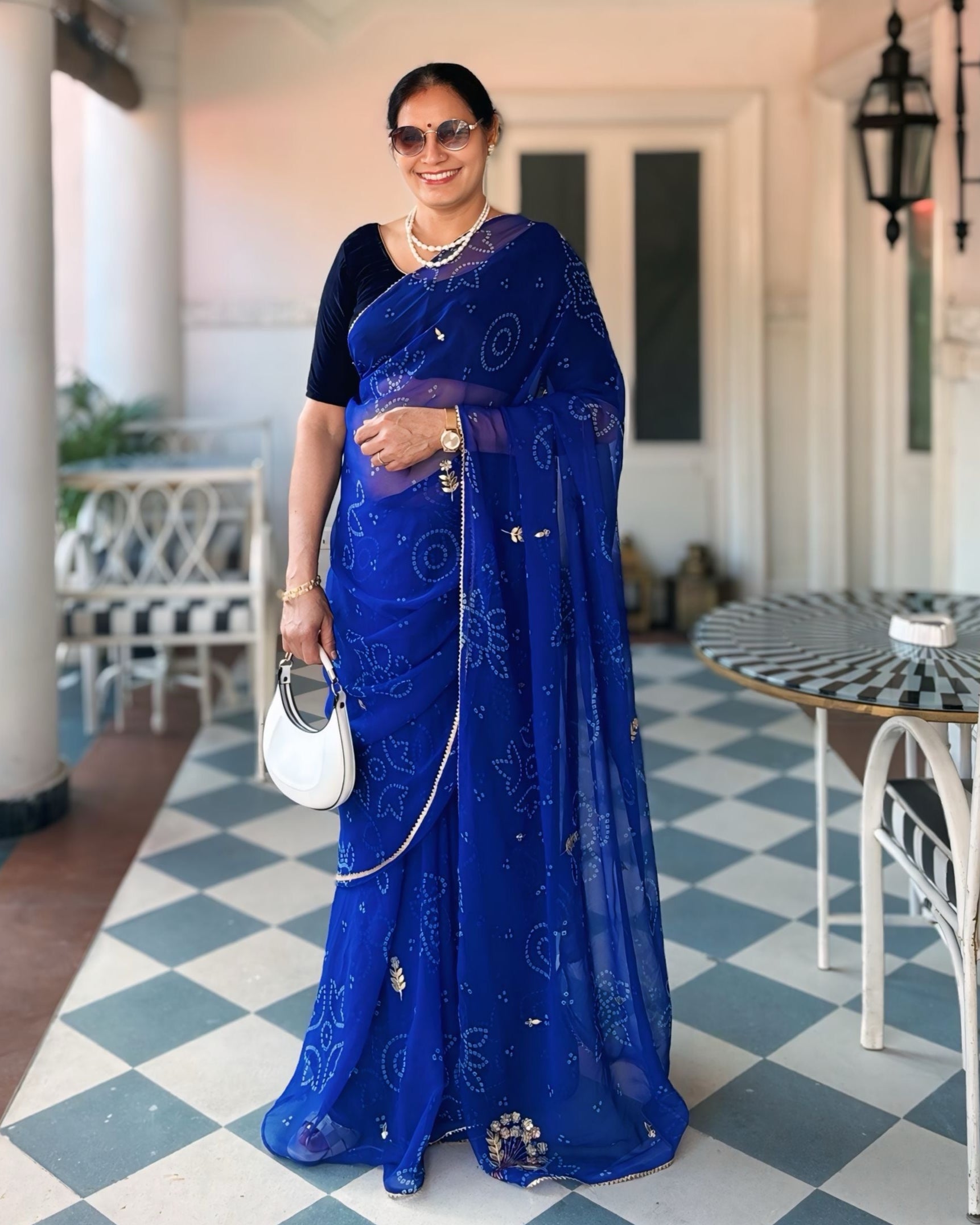 Neelam Blue Bandhani Saree