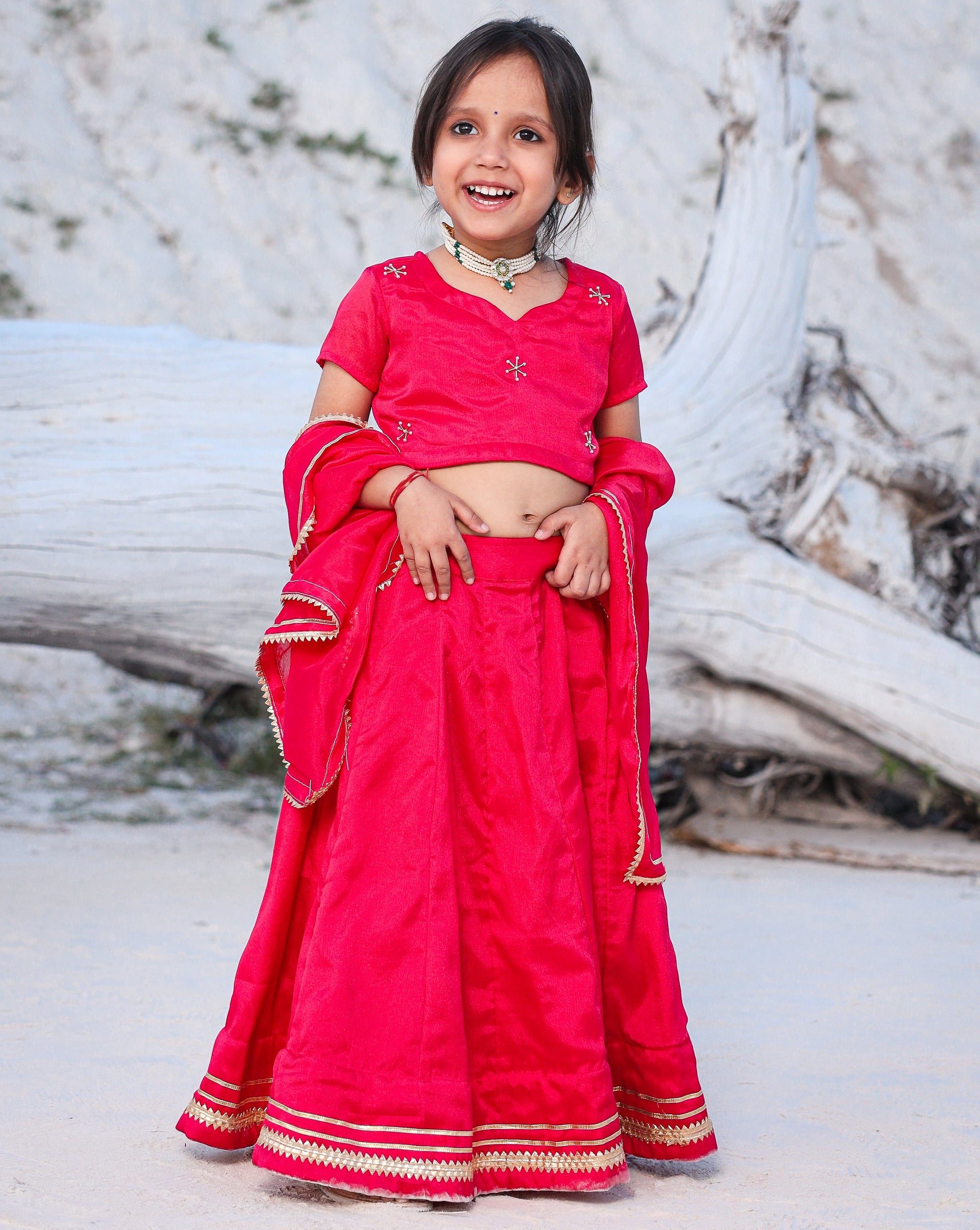 Kids Pink Rosy Lehenga Choli