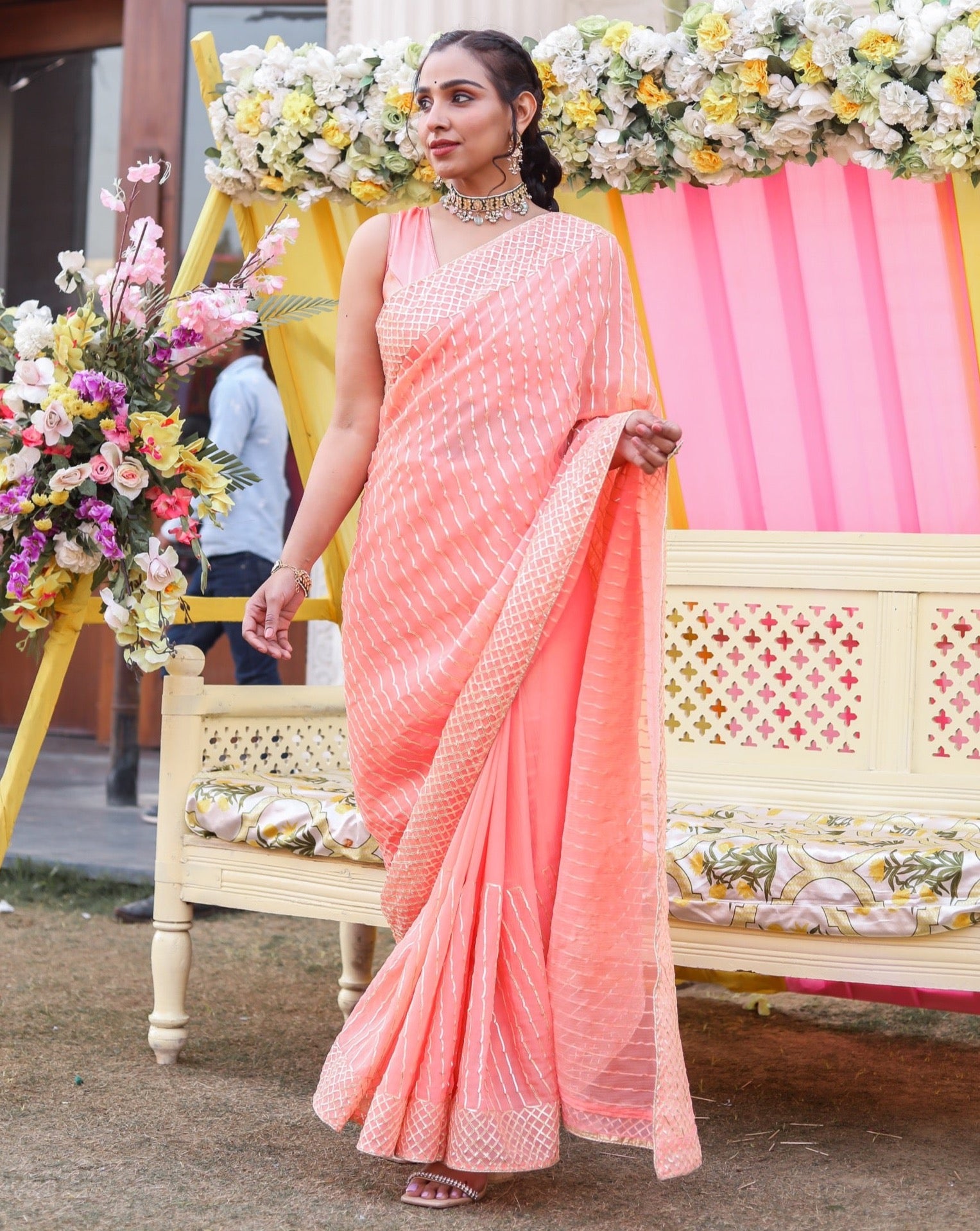 Paisley Peach Gotta Work Saree