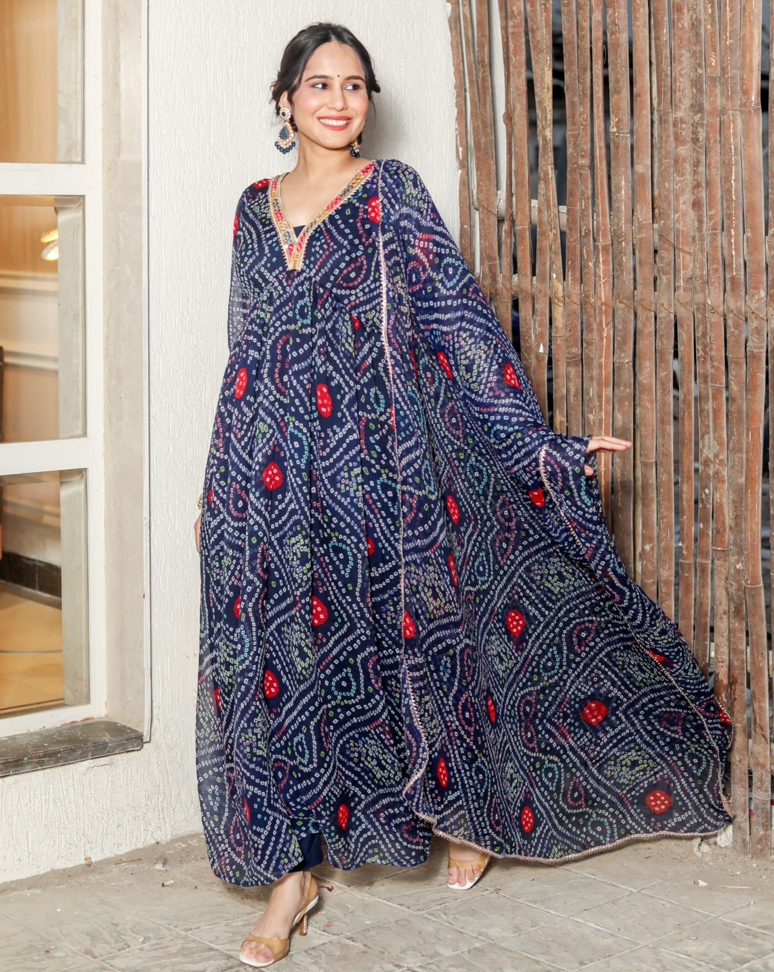 Brinda Blue Bandhani Suit Set